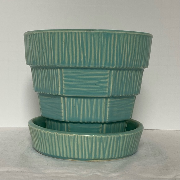 Mccoy | Art | Vintage Mccoy 5 Basket Weave Flower Pot Blue | Poshmark